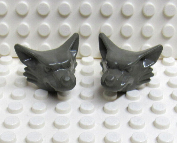 Lego Werewolf Minifig Head Dark Gray - Lot of 2 - Studios 1380 Monster ...