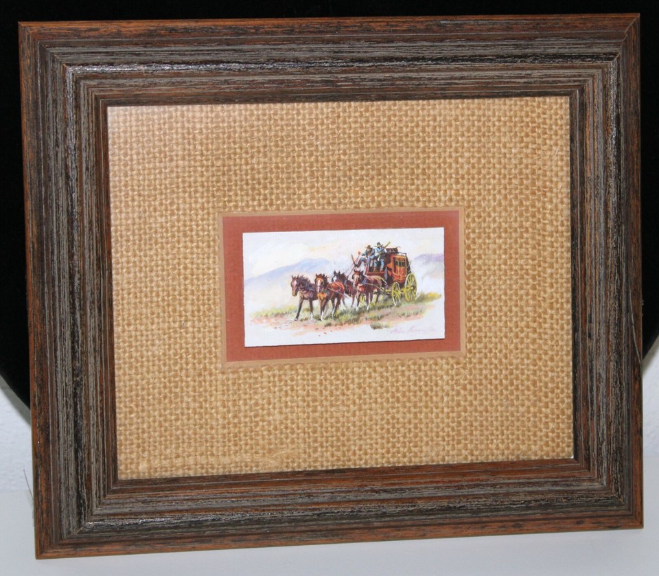 American West Miniature Watercolor Painting Paul Abram Jr Custom Wood ...