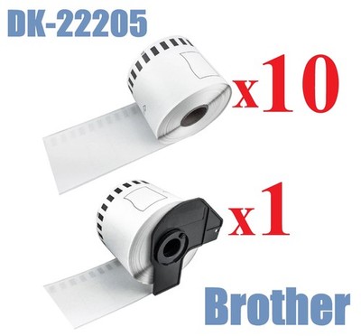 10+1 x Compatible Continuous Label Brother DK22205 DK-22205 62mm x 30 ...