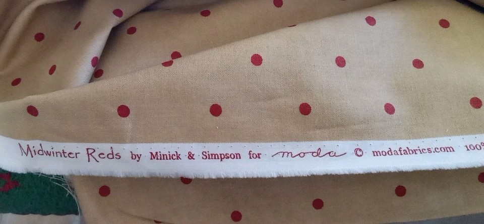 Midwinter Reds Minick & Simpson Fabric Red Dots On Tan Cotton 1 Yard ...