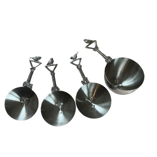 Set 4 silver measuring cups birds cottagecore home decor kitchen ...