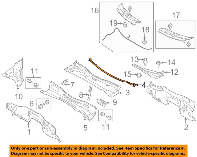 Genuine Ford Cowl Grille Panel Seal HC3Z-2532284-E for sale online | eBay