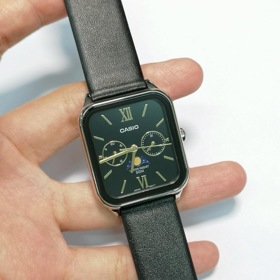 Casio MTP-M305L-1A2 Black Analog Moon Phase Classic Lunar Design Men's ...