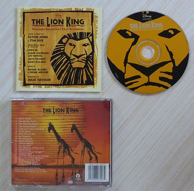 CD ALBUM THE LION KING ORIGINAL BRODWAY CAST RECORDING ELTON JOHN HANS ...