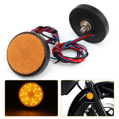 2x24LED Amber Reflectors Tail Brake Stop Marker Light Lamp Round ...