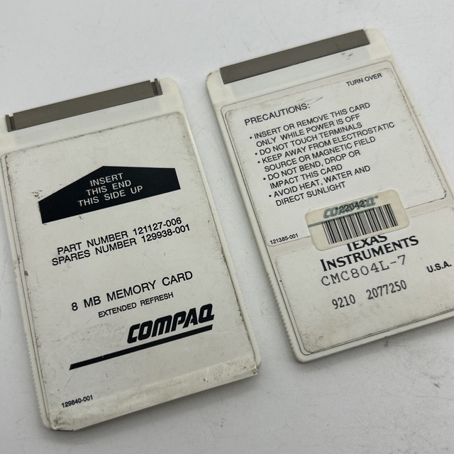 COMPAQ TI 8MB MEMORY PC CARD Flash LTE Lite 20/25/25C 4/33 129938 ...