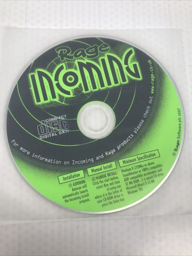 Rage Incoming PC CD-ROM Software Video Game New Disc Only Vintage 1997 ...