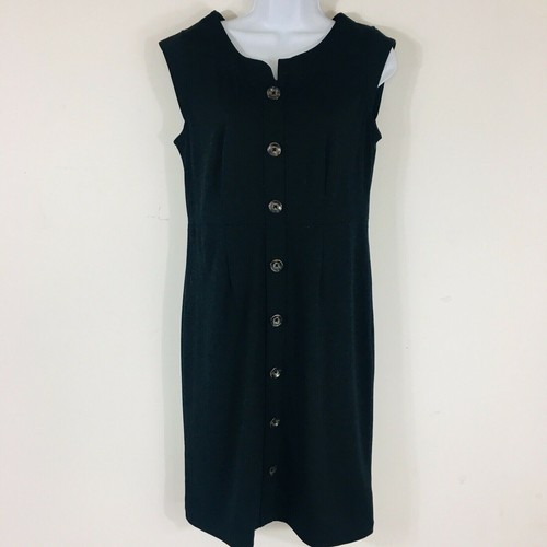 Merona Womens Dress Sz 10 Black Button Front Pleated Sleeveless Stretch ...
