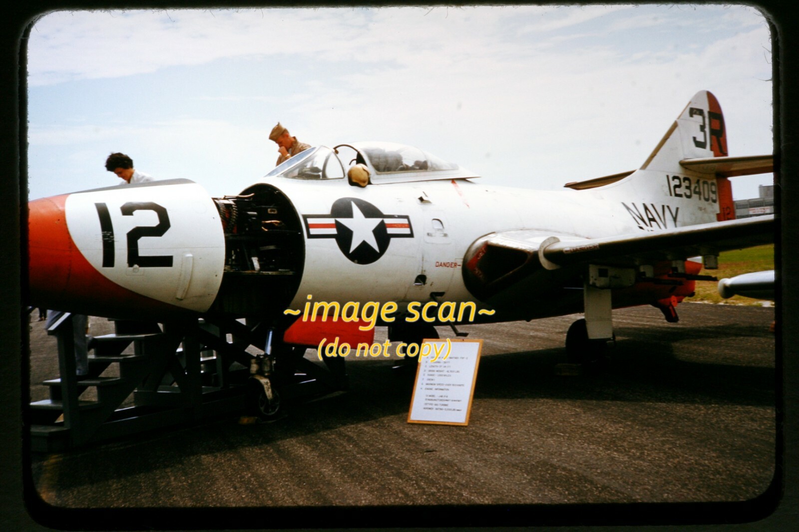 Navy Grumman F9F-2 Panther Aircraft at Pensacola in 1950s, Kodachrome ...