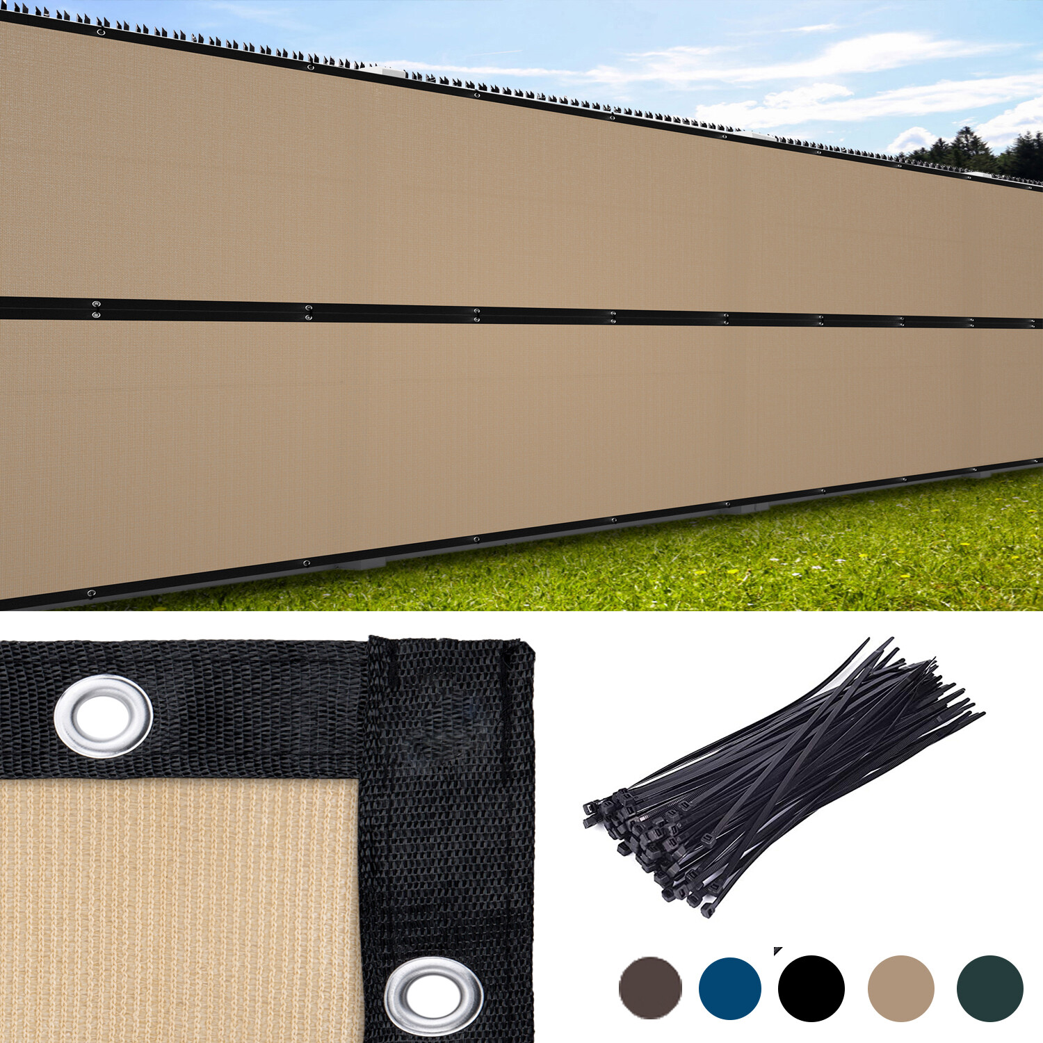 4' 5' 6' 8' Privacy Fence Screen Heavy Duty Windscreen Shade Cover Mesh ...