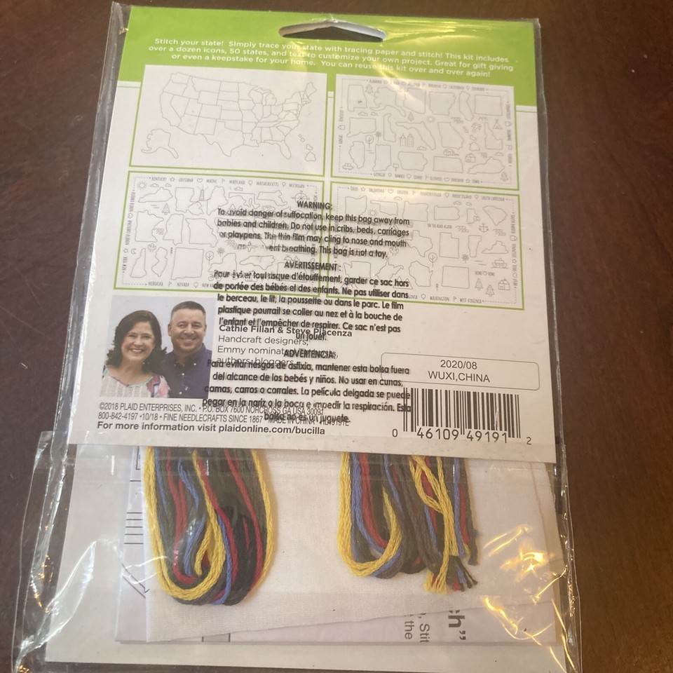 BUCILLA Plaid Embroidery Kit "HOME SWEET STITCH" Patterns for All 50 ...