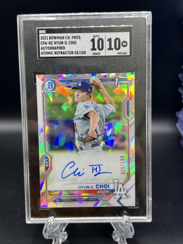 2021 Bowman Chrome Hyun-Il Choi 1st Atomic Refractor Auto #55/100 SGC ...