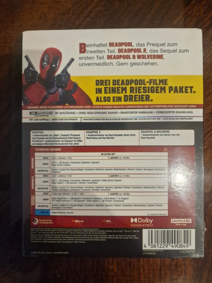 Deadpool Trilogy 3 Film Collection Reg B German Release 4K UHD | eBay