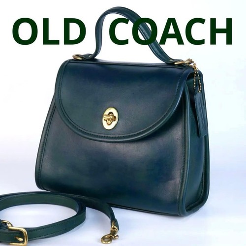 COACH Shoulder Bag Billiard Green Leather Regina Turnlock Women From ...