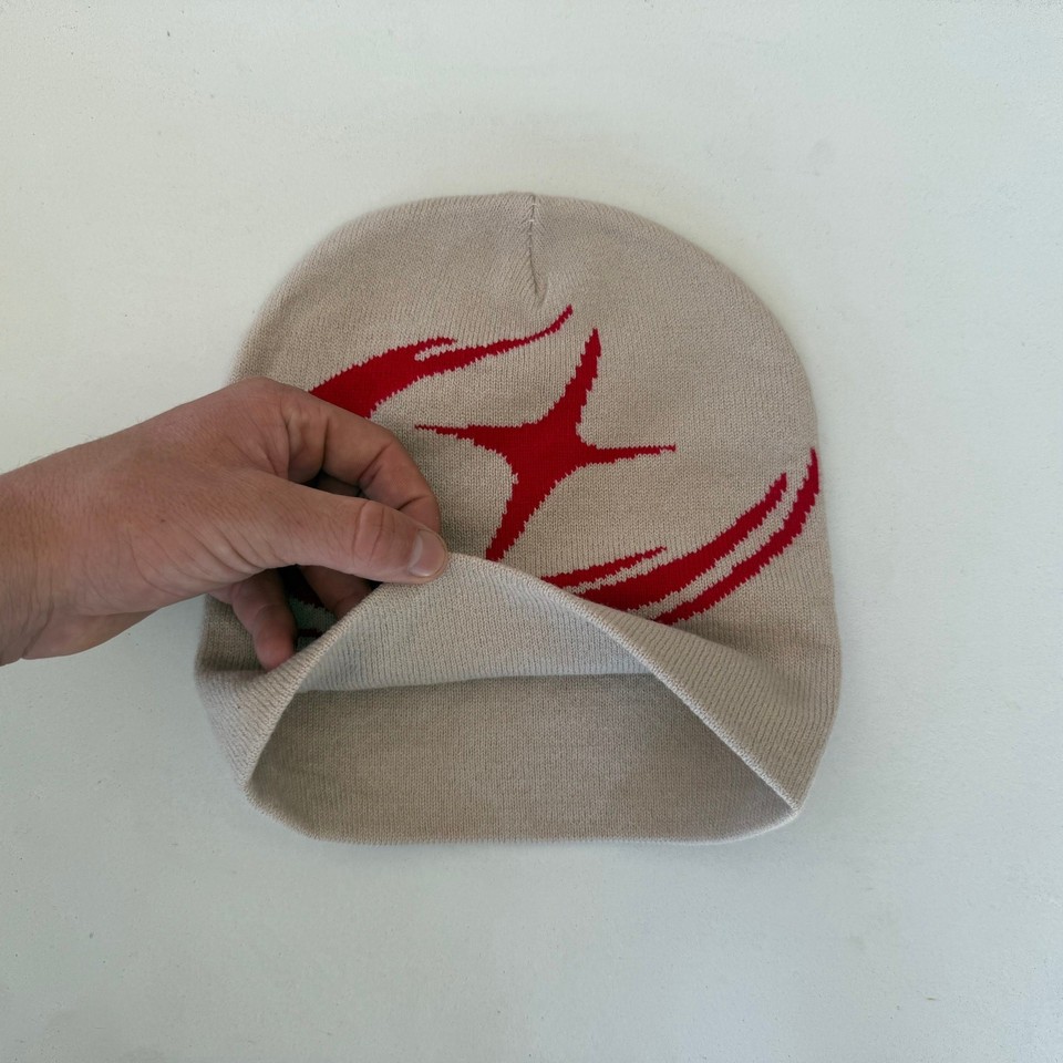 grunge gothic punk tan & red star beanie | eBay