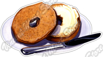 Bagel Cream Cheese Food Knife Breakfast Car Bumper Vinyl Sticker Decal ...