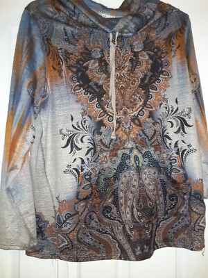 World Unity Embellished Drawstring Neck Women’s Top Size 2X | eBay