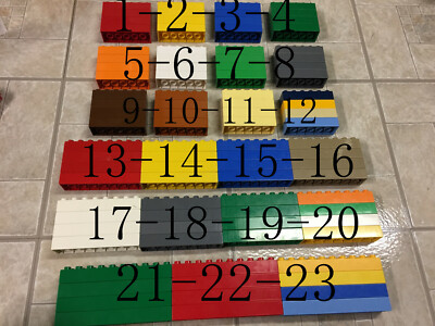 lego duplo 2X6 2X8 2X10 brick red blue yellow white brown gray green ...