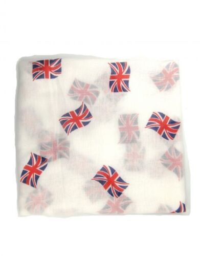 Ladies Union Jack & Bee Print Scarf Women White Summer Neck Head ...