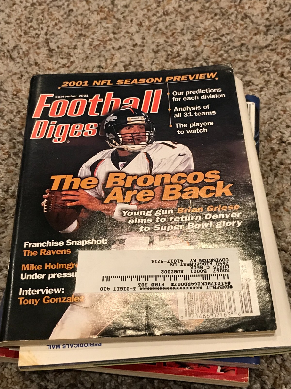 Football Digest magazine September 2001 Brian Griese cover COMPLETE | eBay
