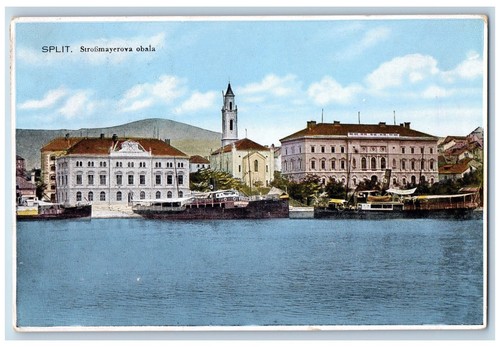 Split Croatia Postcard Strossmayer's Coast River View 1930 Vintage ...