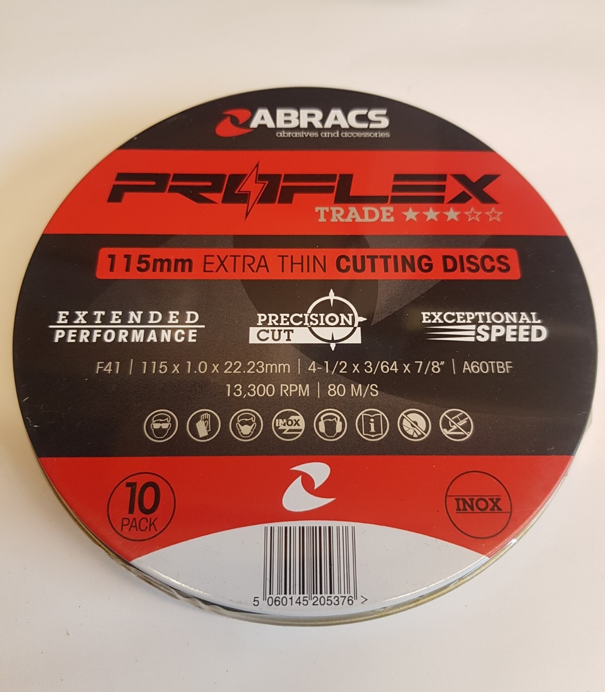 Abracs Proflex Extra Thin. 4-1/2" 115mm X 1mm. CUTTING DISCS. 22.23mm ...
