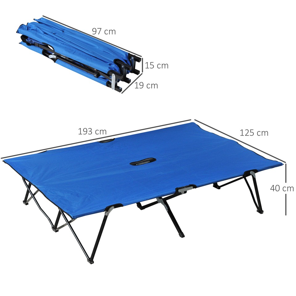 Outsunny Double Camping Folding Cot Outdoor Portable Sunbed w/ Carry ...