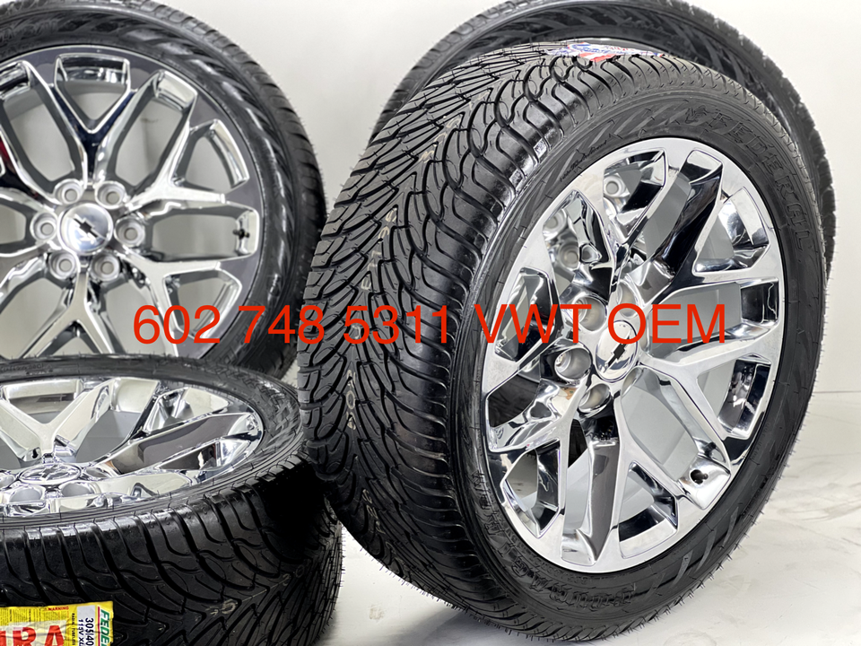 22" OEM FACTORY CHEVY GMC CHROME CADILLAC CHEVY SILVERADO WHEELS RIMS ...