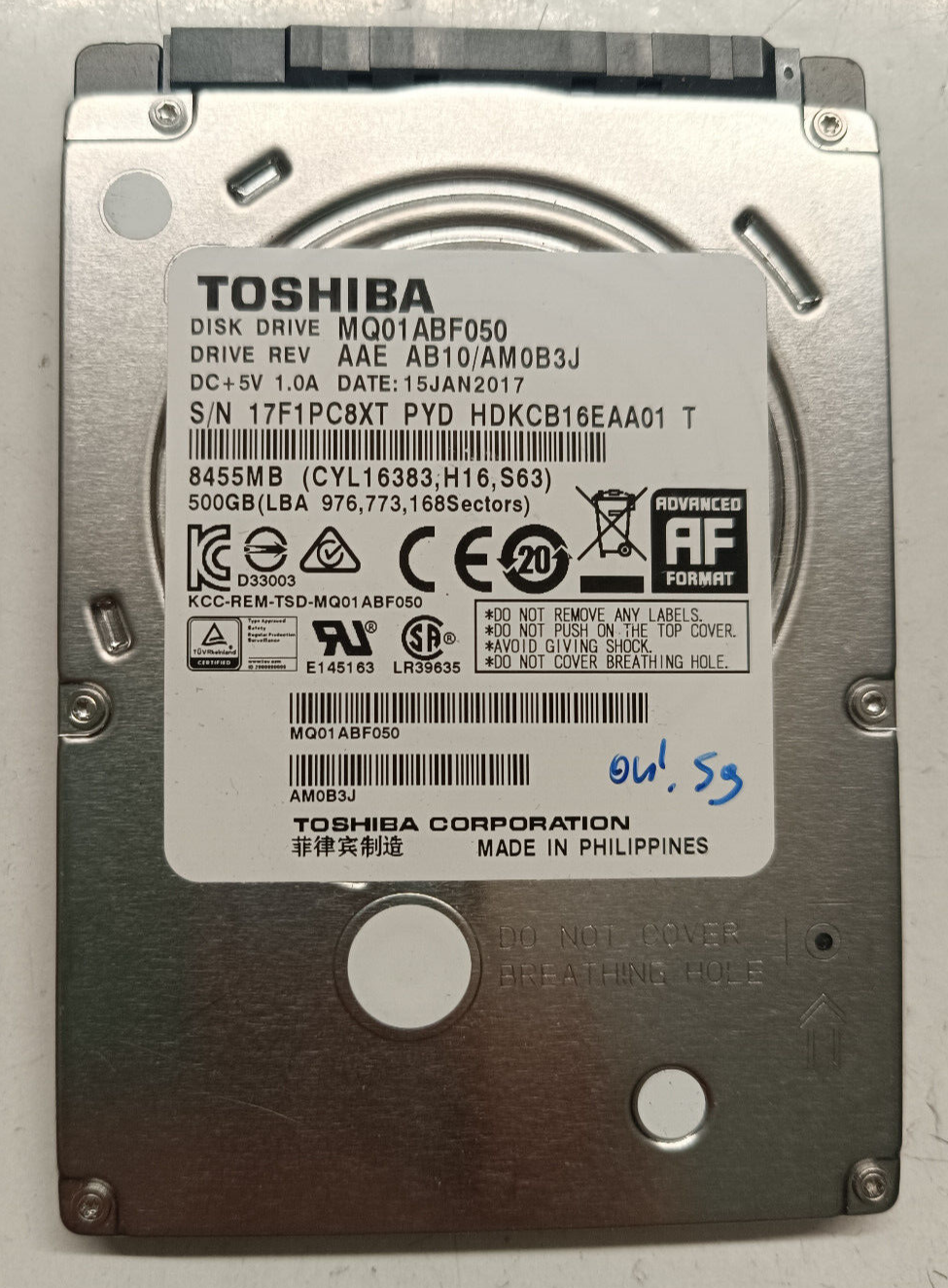 Toshiba 500gb MQ01ABF050 G003235C Hard Disk HDD 2,5 " SATA | eBay