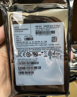 Samsung PM1643 920GB SSD HPE 2.5 SAS 12Gb/s Solid State Drive ...