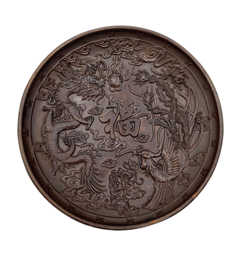 Chinese Ancient Bronze Exquisite Dragon Phoenix Plate Coin Diameter ...