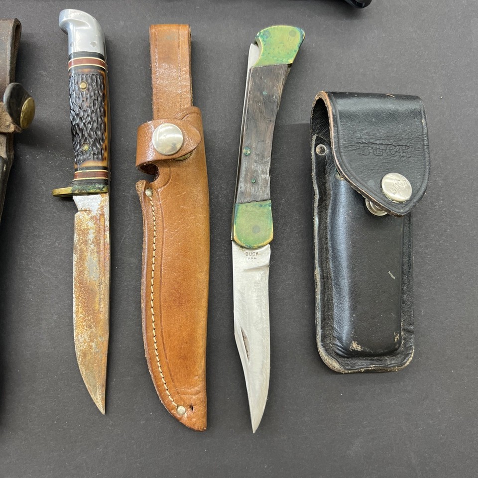 Lot Collection Vintage Knives USA Schrade Old Timer Western Buck ...