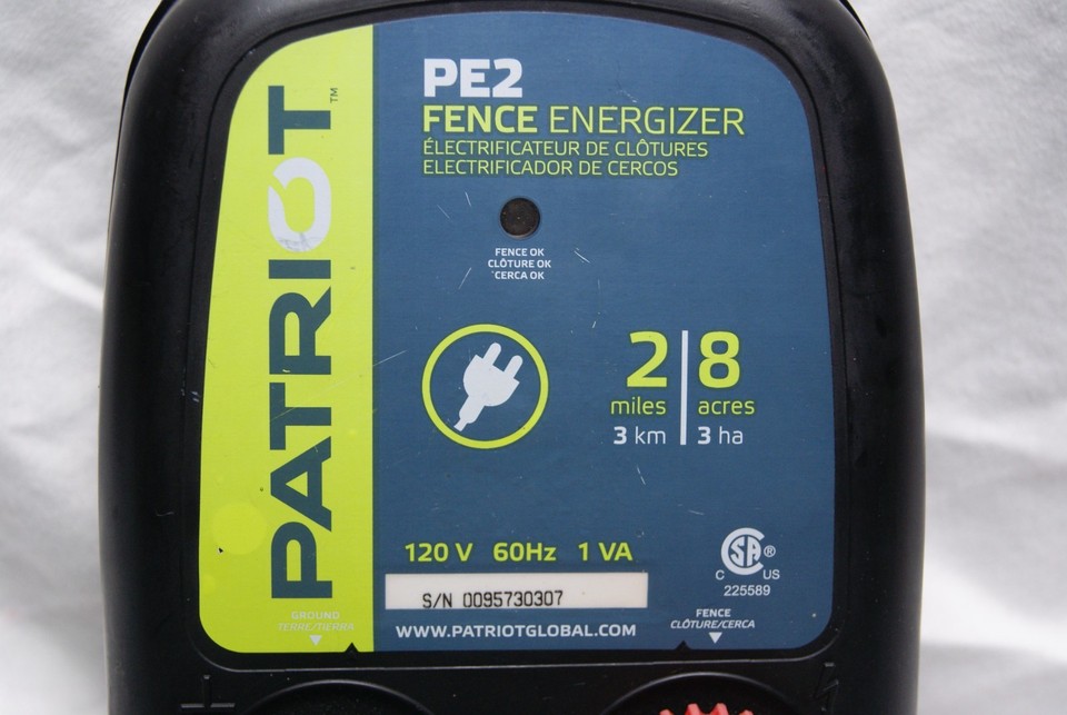 Patriot PE2 Electric Fence Energizer 2 miles 8 acres 120v 60hz 1va ...
