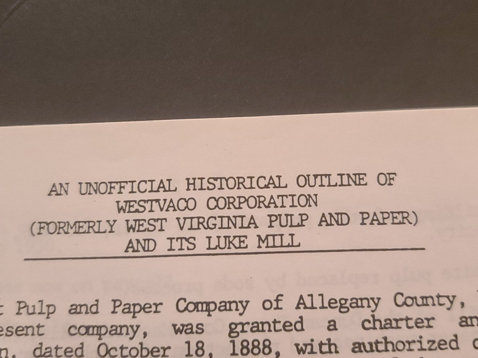 Westvaco West Virginia Pulp Paper Company Luke Mill 100 Year ...