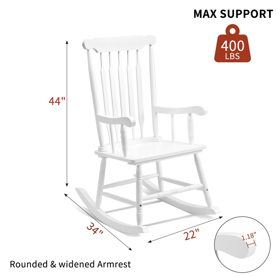 Wooden Rocking Chair Rocker Outdoor Oversized Chair with Armrest for ...