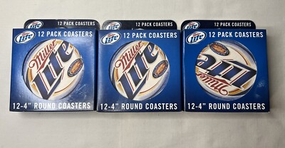 Miller Lite 4” Round Coasters Three 12 Packs (36 Coasters) | eBay