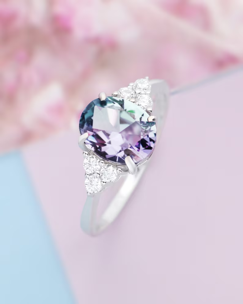 June Alexandrite Birthstone Ring Alexandrite Bezel Set June Birthstone