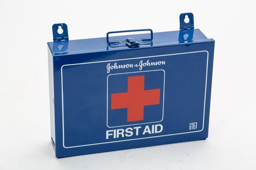 Johnson and Johnson First Aid Kit 8161 Vintage Metal Box with Partial ...