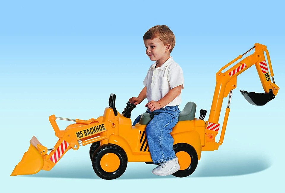 Toddler Ride On Backhoe Digger Kids Construction Worker Toy Manual ...