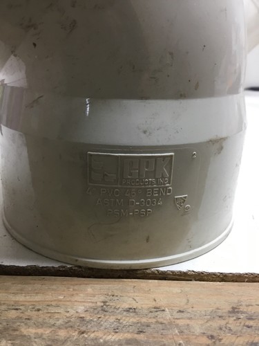 GPK ASTM D-3034 4" Hub PVC 45 Degree Elbow | eBay
