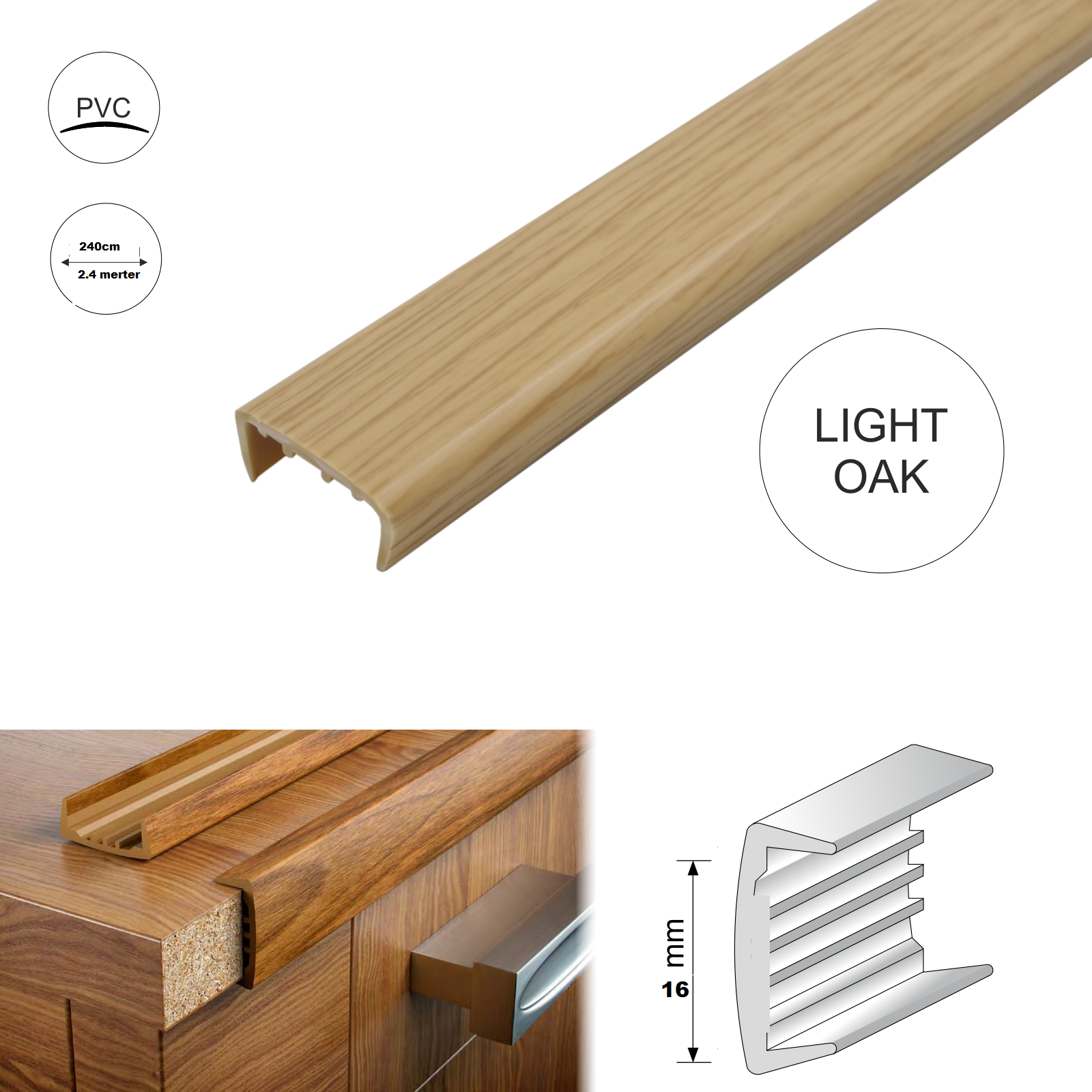 10 x16mm U Trim PVC U Section Melamine Furniture Panel Edge Trim 2.4m ...