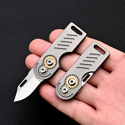 Mini Titanium Folding Knife D2 Blade Outdoor Survival Pocket Keychain ...
