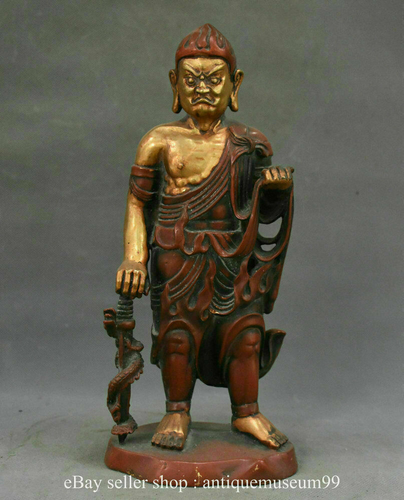 11.6" Old Japan Buddhism Red Bronze Gilt Fudo Myo-o、/ Acalanatha Buddha ...