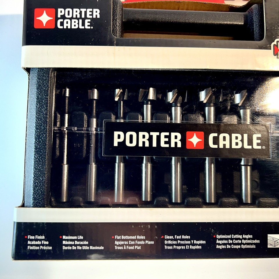 PORTER CABLE FORSTNER BITS 8 Piece Set Drill Wood Carpentry 1/4" to 1-3 ...