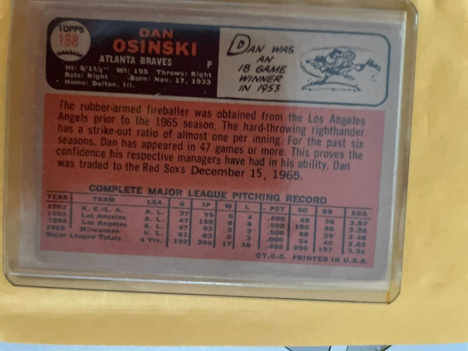 1966 TOPPS # 168 DAN OSINSKI B | eBay