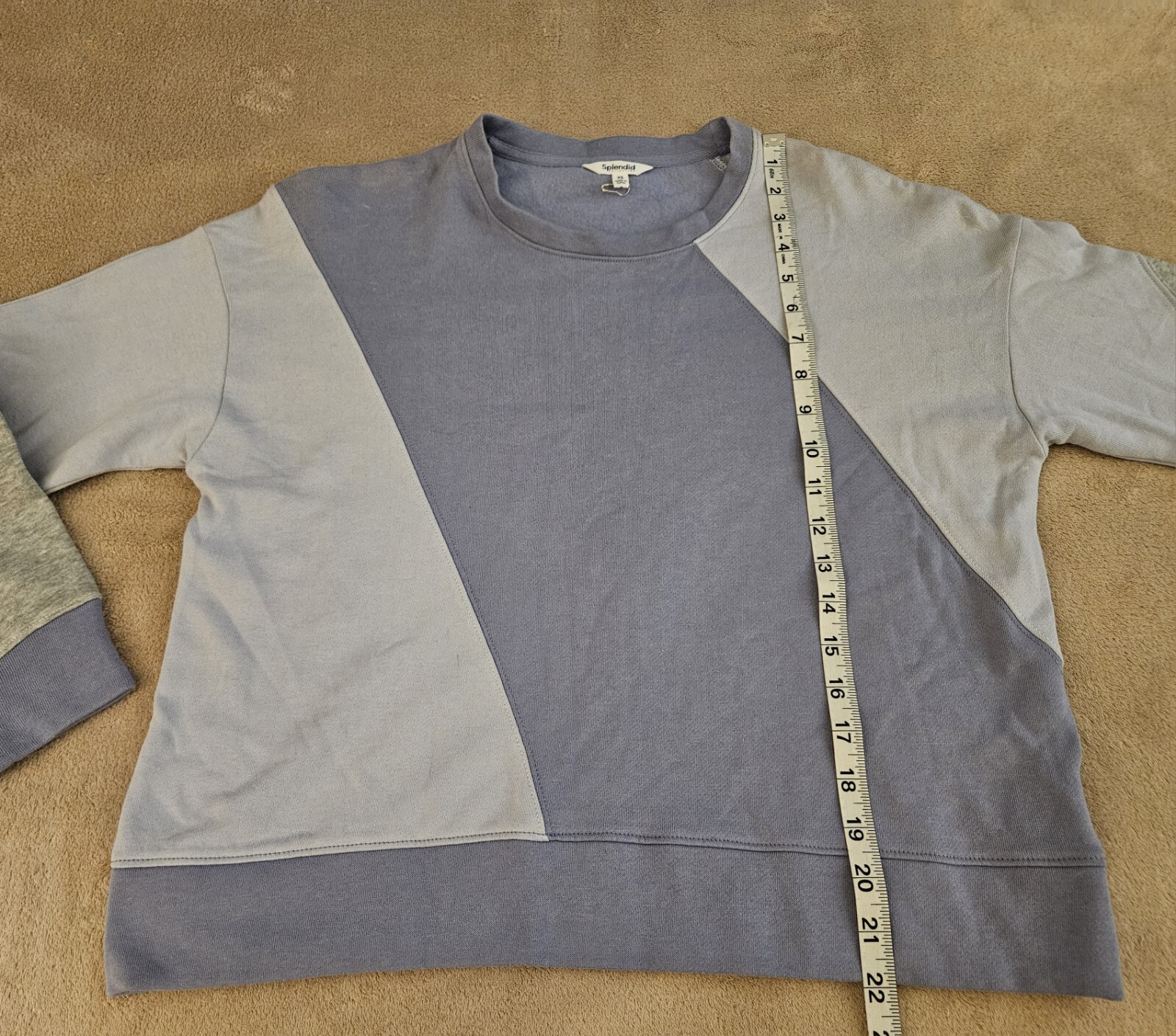 Splendid Colorblock Crewneck Fleece Sweatshirt Sky Multi Women’s Size ...