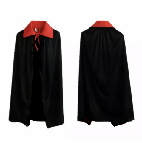 Adult Single Sided Dracula Cape Black & Red Vampire Cloak Fancy Dress ...