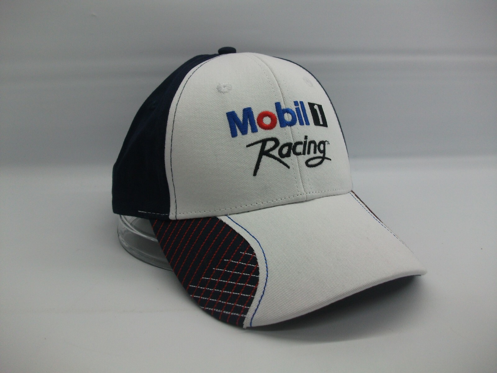 Mobil 1 Racing Hat Blue White Hook Loop Baseball Cap | eBay
