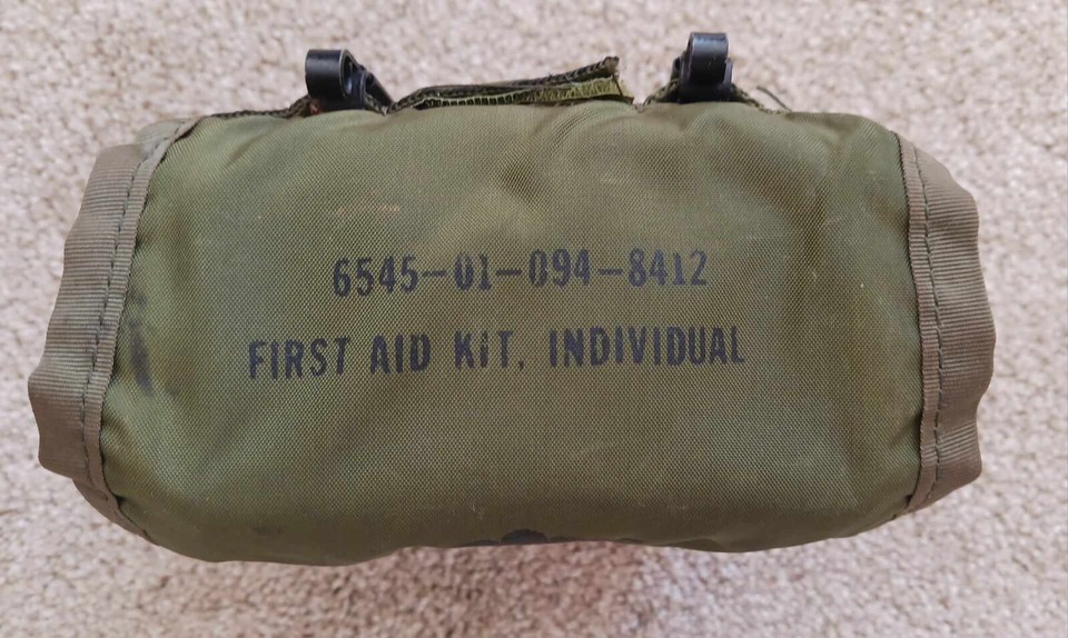 US Military Individual First Aid Kit, Olive Drab Green Complete ...
