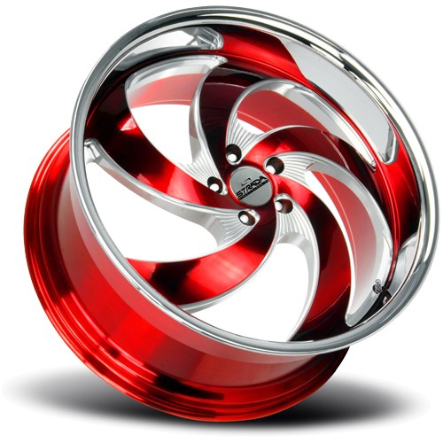Strada C05 Retro 5 22x9 5x115 +15mm Red/Milled SSL Wheel Rim 22" Inch ...